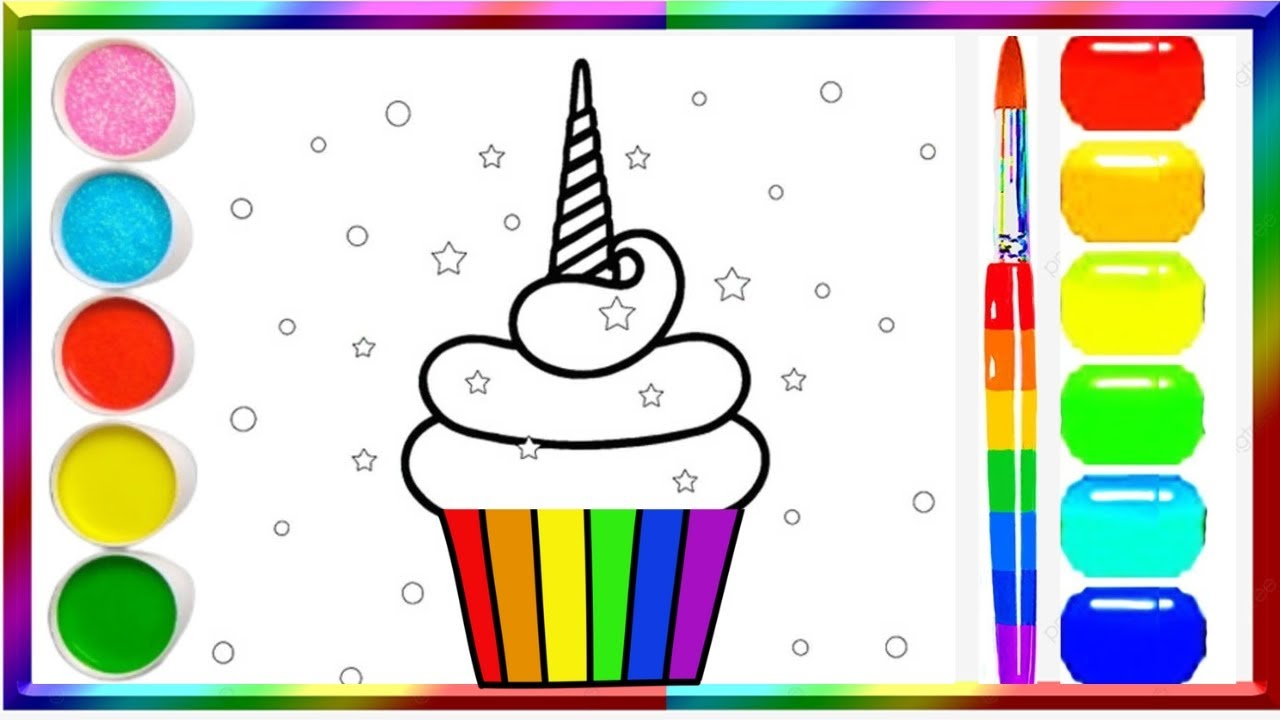 How to colour in cupcake | Rainbow colouring - YouTube