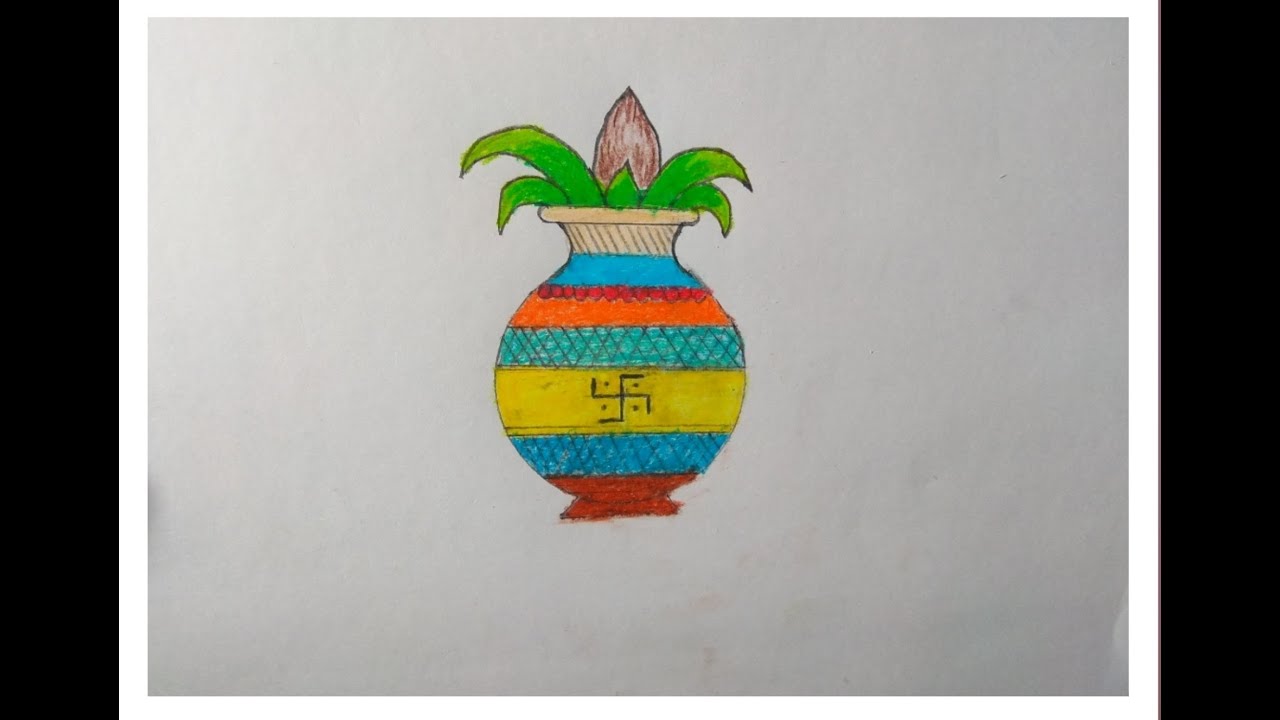 How to make kalash | kalash drawing step by step | kalash drawing for ...