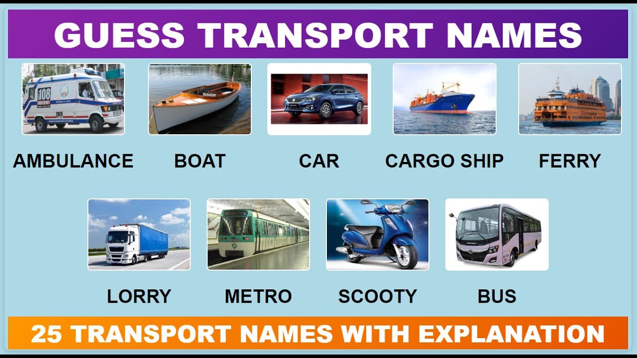Transport Names | 25 Questions Quiz - YouTube