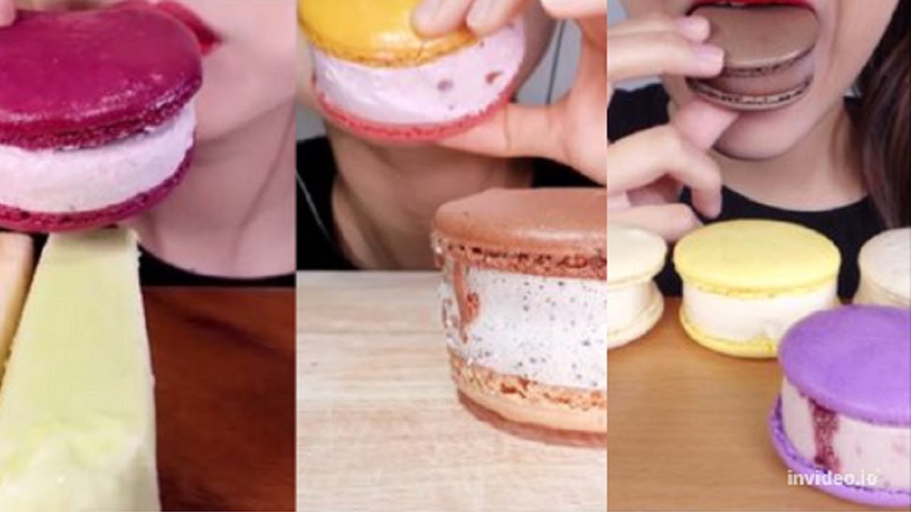 ASMR MUKBANG COMPILATION | MACARON ICE CREAM | EATING SOUNDS | SATISFYING | GOOD FOOD ASMR - YouTube