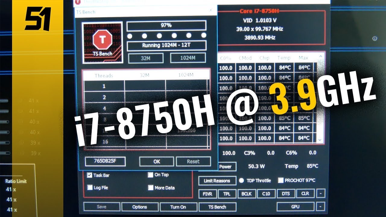 Golden Chip! i7-8750H @ 3.9GHz - YouTube