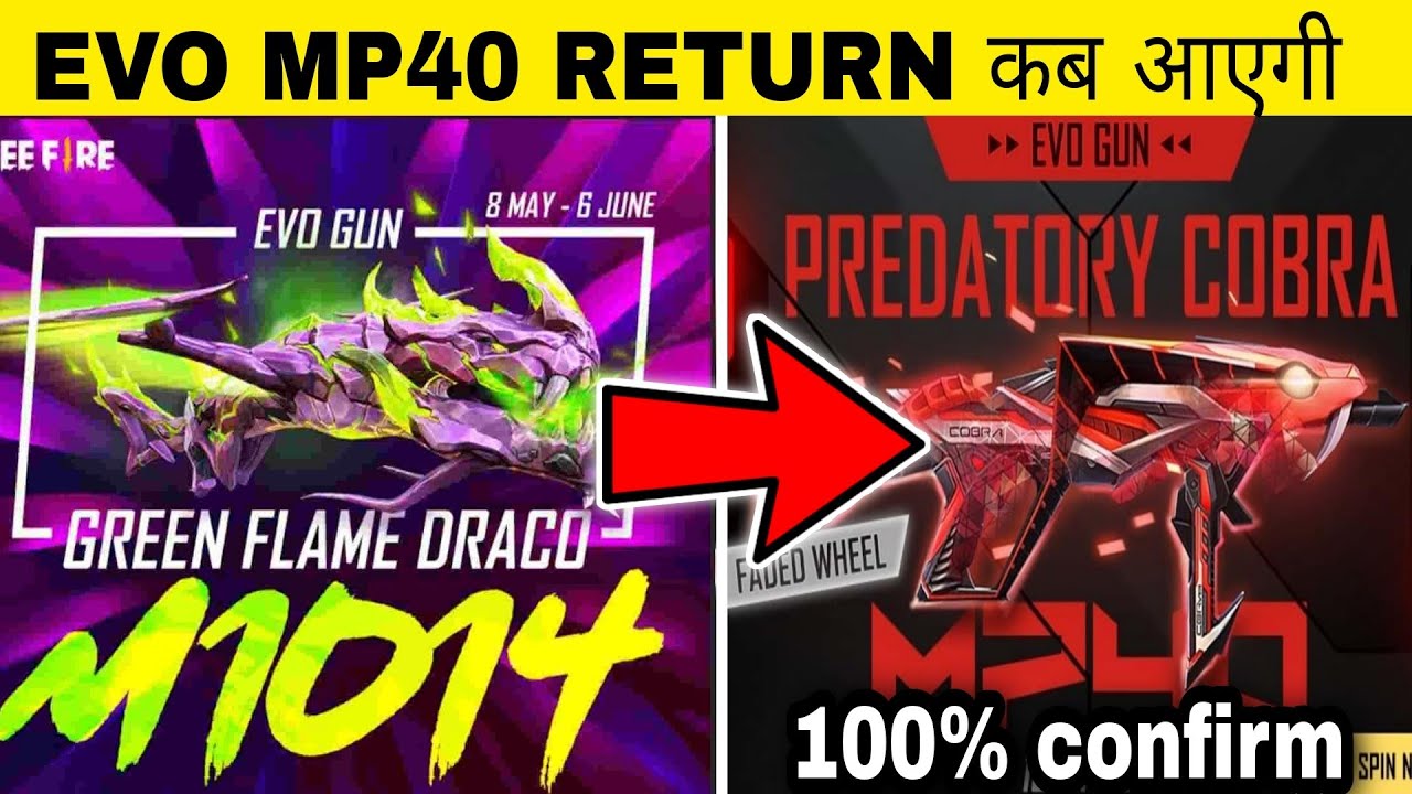 EVO MP40 RETURN CONFIRM DATE | EVO M10 RETURN IN FREE FIRE | COBRA MP40 ...