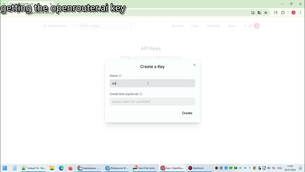 Getting the openrouter.ai key - YouTube
