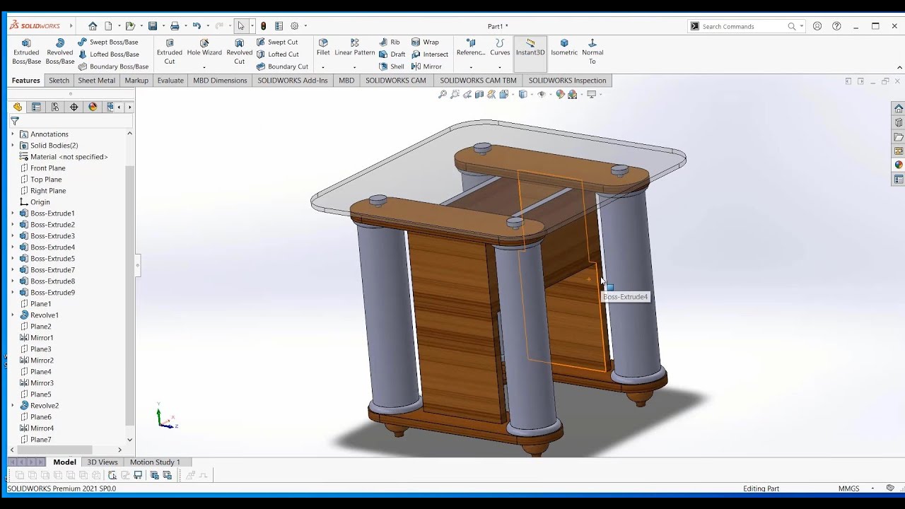 Table Design Tutorial in SolidWorks|Step-by-Step Complex Table Desing ...