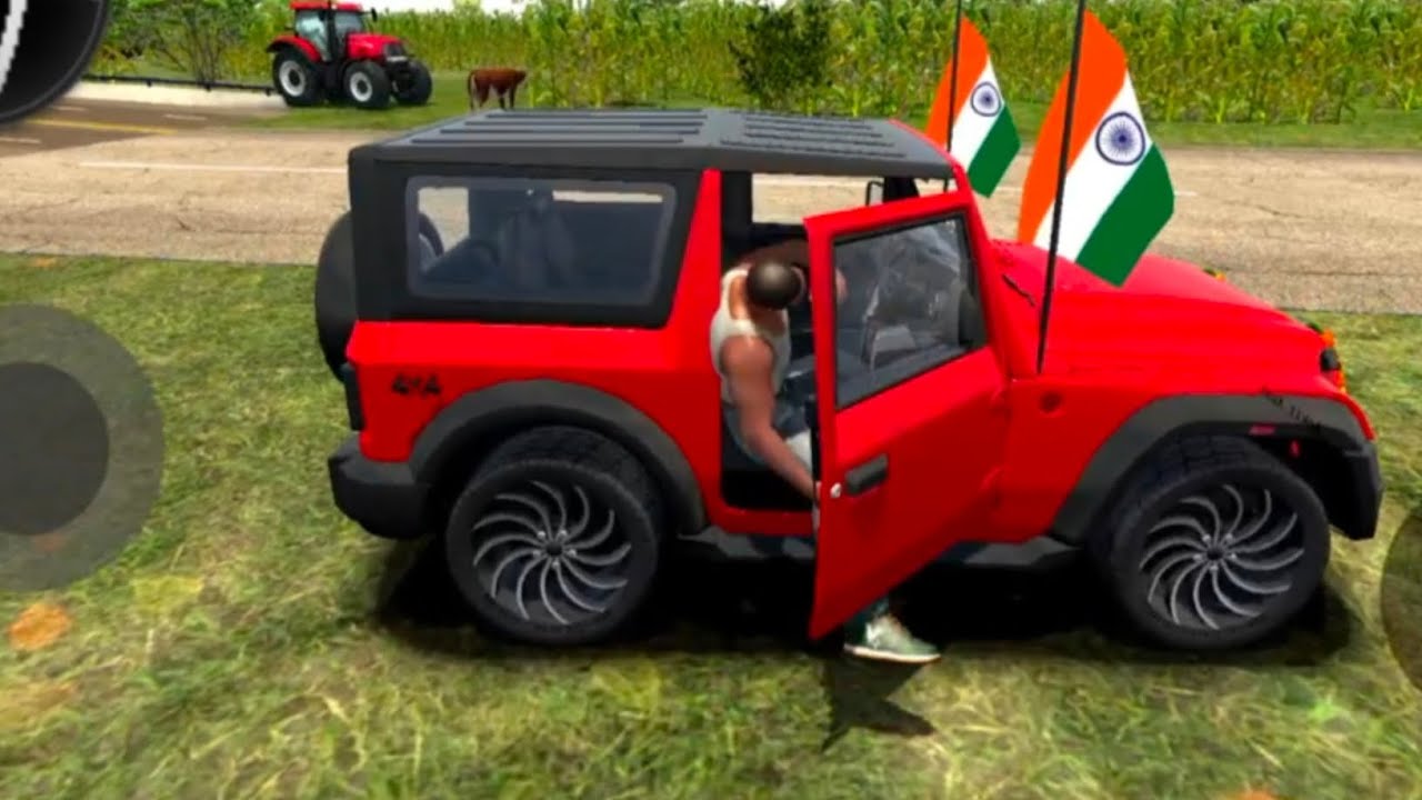 Indian Red colour Thar modified car game android record Village Road ...