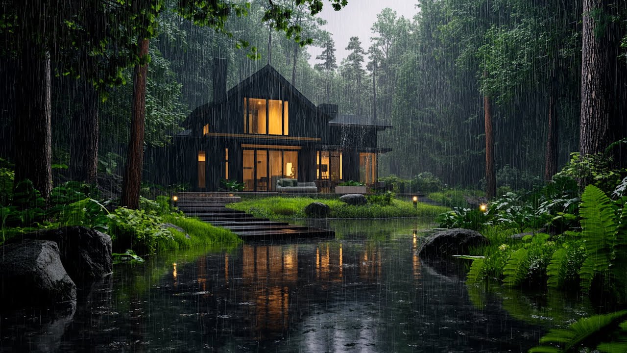 Peaceful Rainfall on a Wooden Cabin | Tranquil Ambience for Deep Rest ...