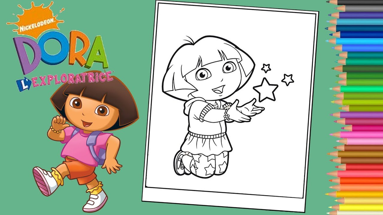 Dora The Explorer Rainbow stars coloring pages - How to draw Dora ...