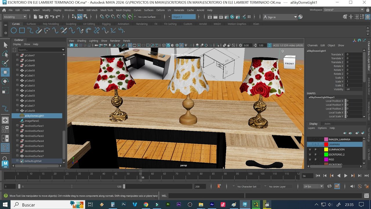 como modelar lampara en maya autodesk ep curve revolve uv editor ...