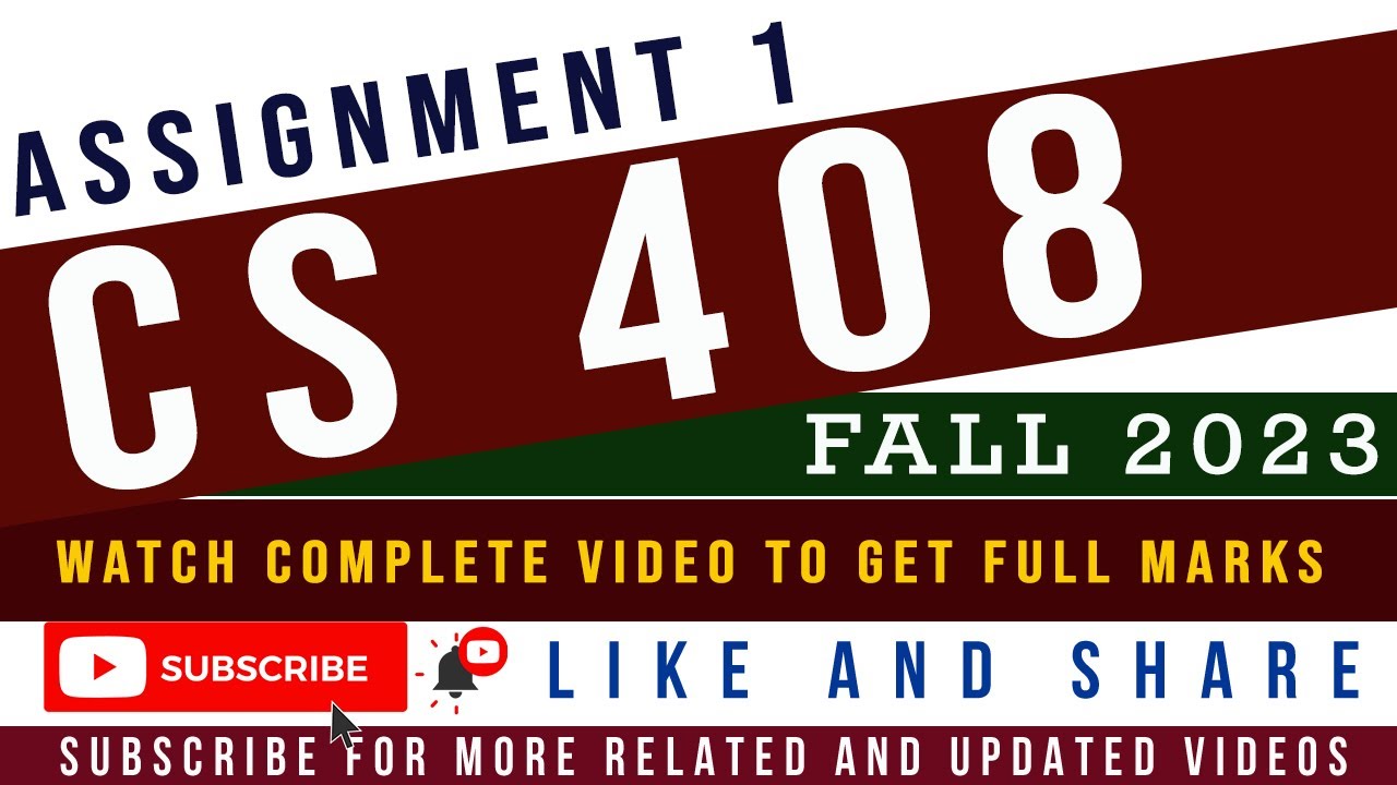 Cs408 Assignment 1 Solution 2023 Cs408 Assignment 1 Solution Fall 2023 Assignment Solution