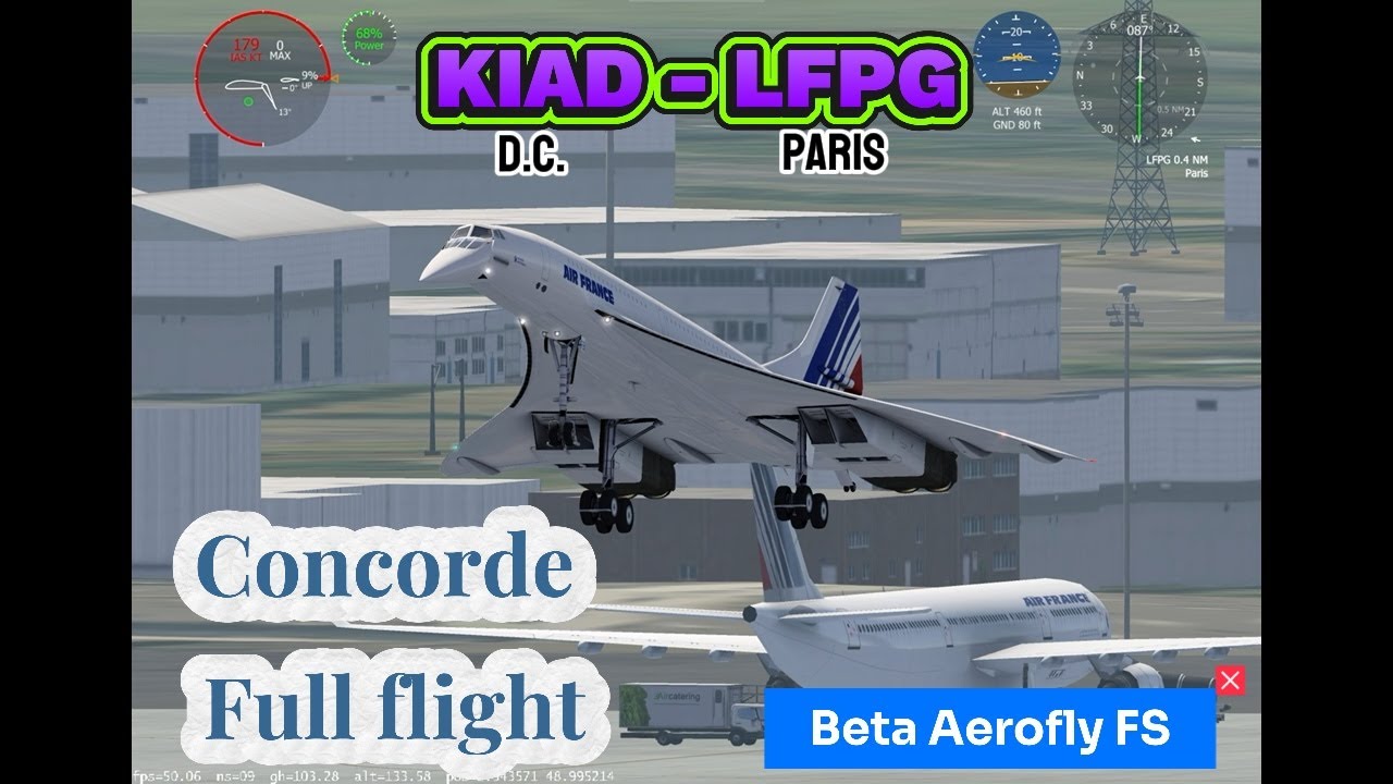 D.C. to Paris Subsonic Concorde Full Flight in Beta Aerofly FS Global iPad version. - YouTube