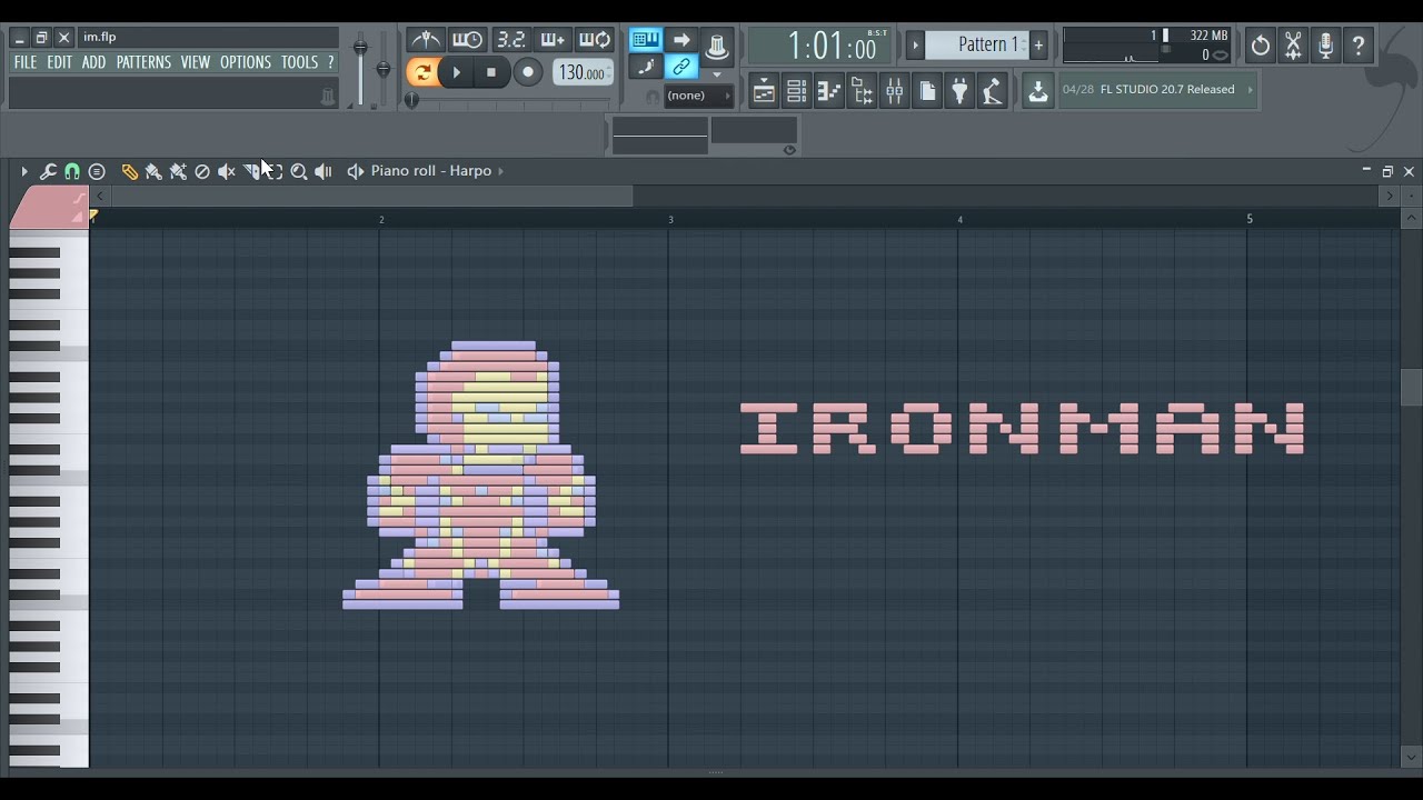 IRONMAN MIDIart in piano roll - YouTube