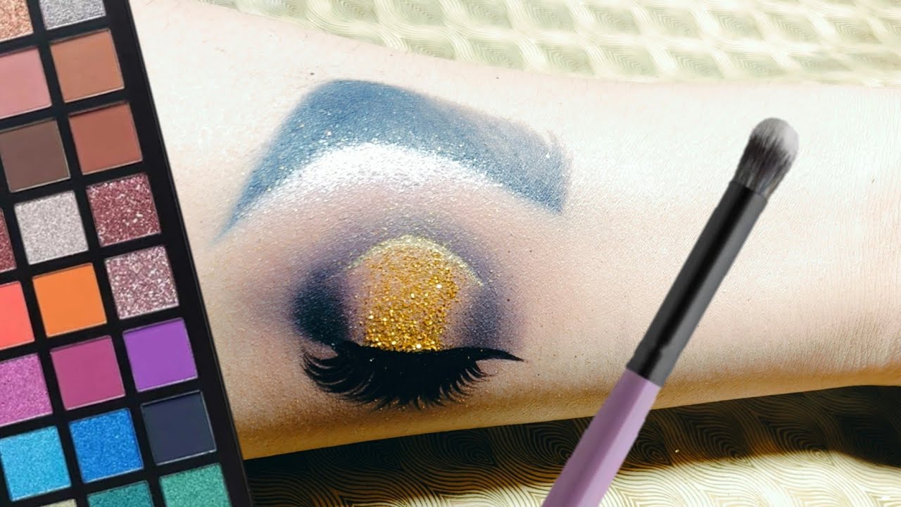 black golden glitter eyeshadow | eyeshadow practice on hand |eye makeup ...