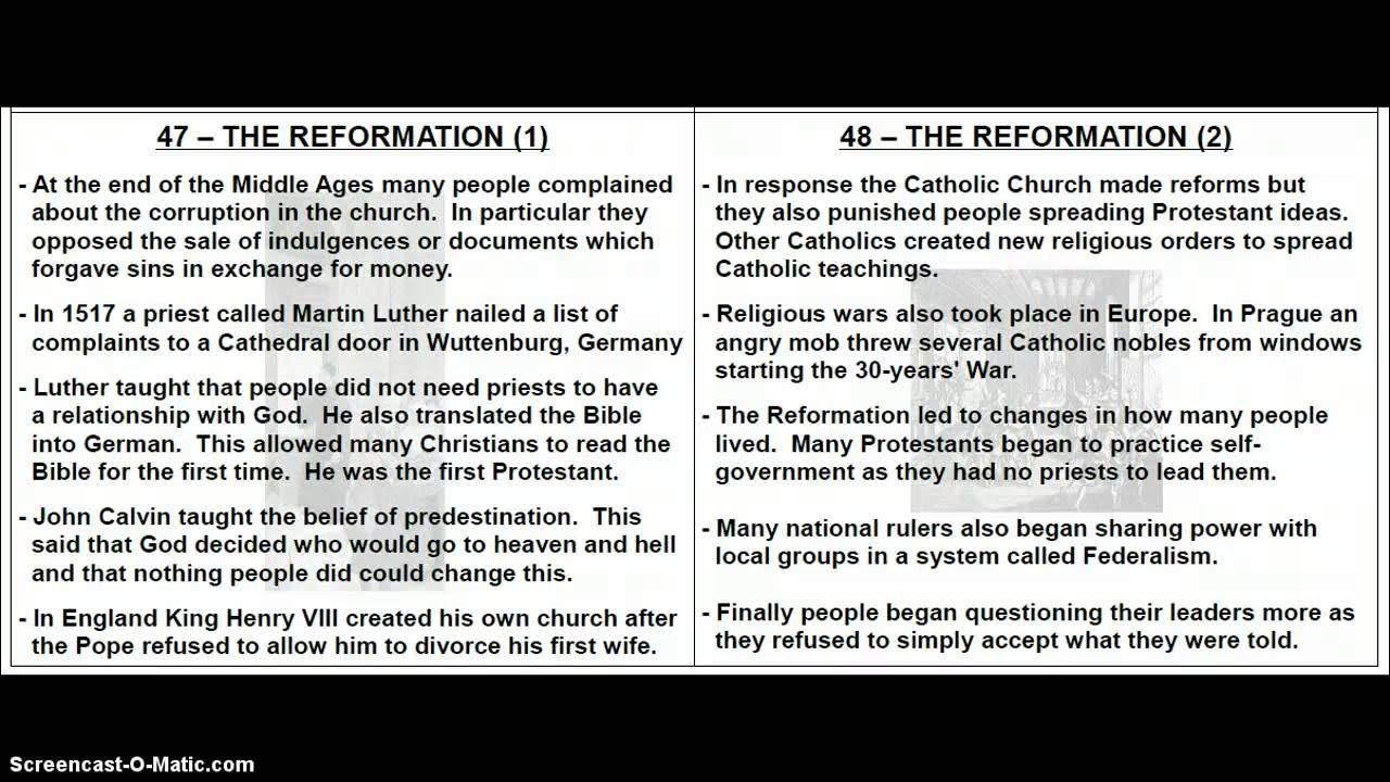 The Reformation (7th Grade) - YouTube