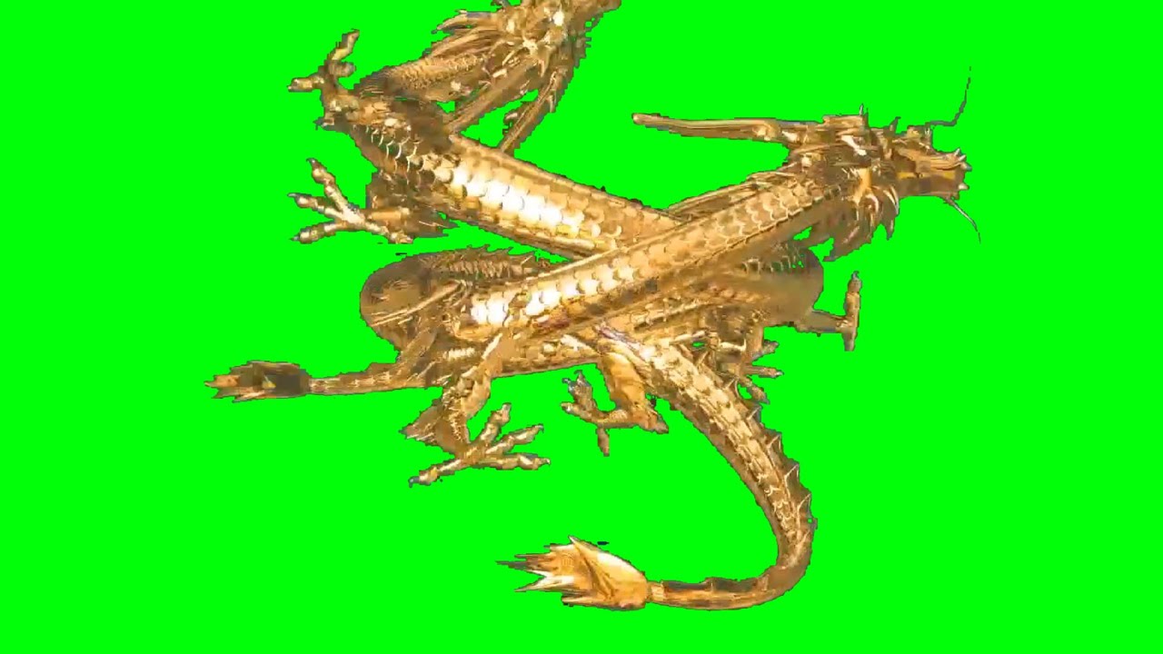 Dragon Green Screen Cartoon - Animated Animal Golden Dragon Green ...