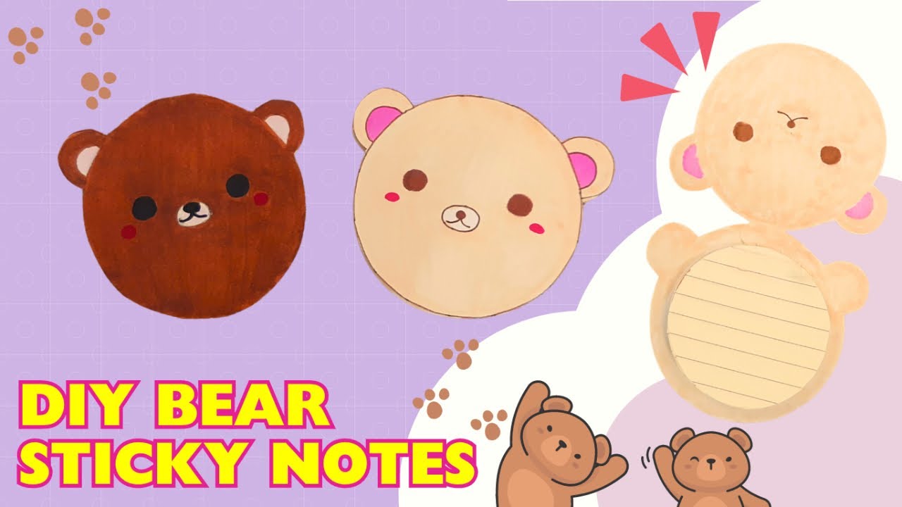 DIY CUTE BEAR STICKY NOTES 🐻🧸｜How To Make Sticky Notes With Paper ...