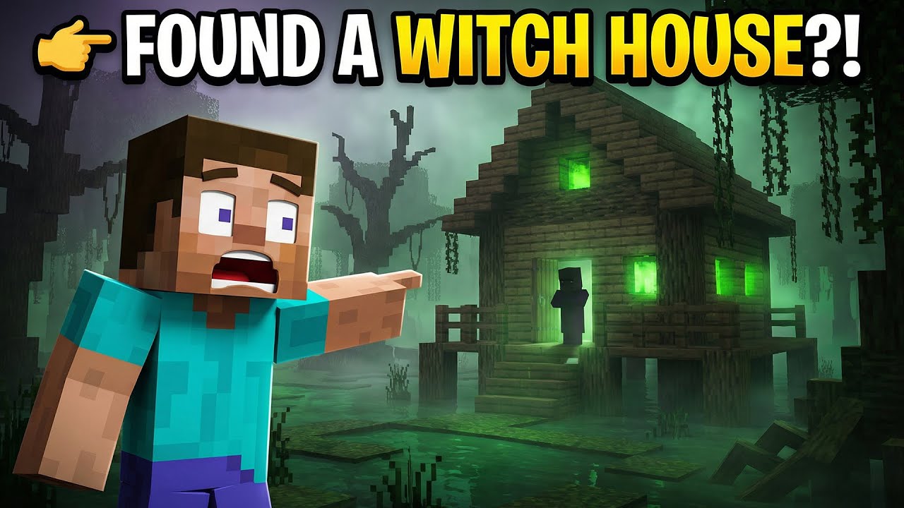 🧙🏻‍♀️ I Found a Spooky Witch House in Minecraft! Creepy Swamp Adventure ...