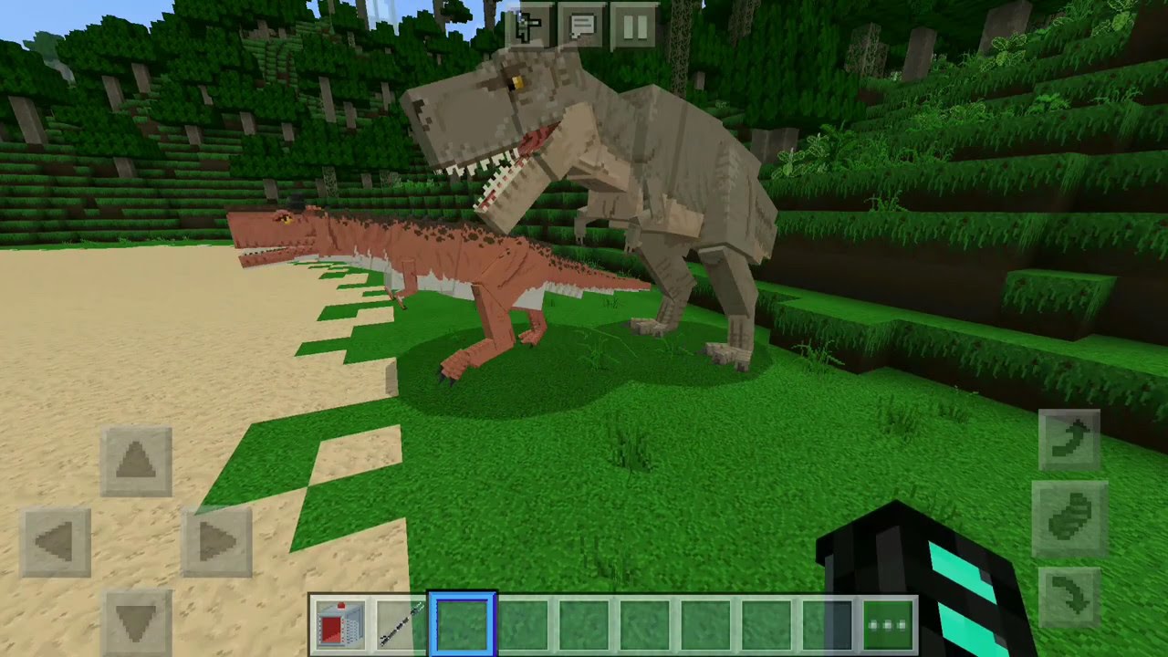 Tiranosaurio Rex contra carnotaurus 🦖 Minecraft jurassic world - YouTube