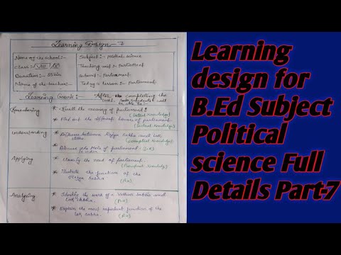 Learning Design For B.Ed Subject POLITICAL SCIENCE Full Details Part ...