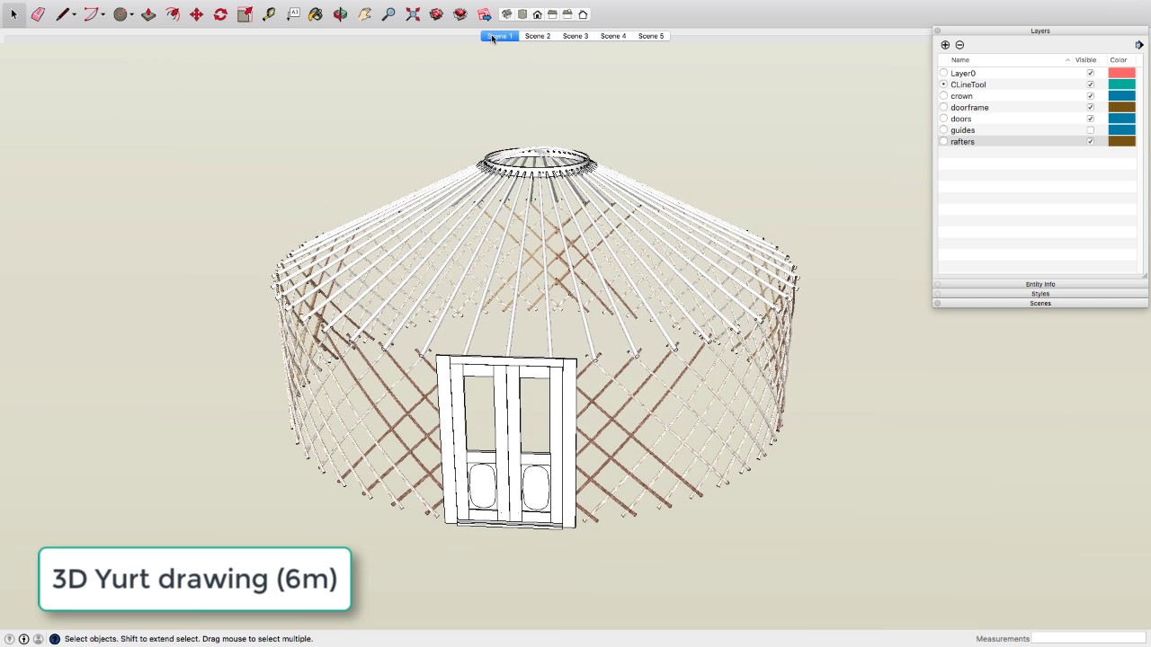 Yurt drawing (Google Sketchup 3D model) for yurt making, yurt building ...