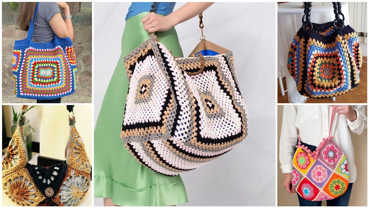 Most gorgeous granny crochet fancy bag/big size bag/shoulder bag ...