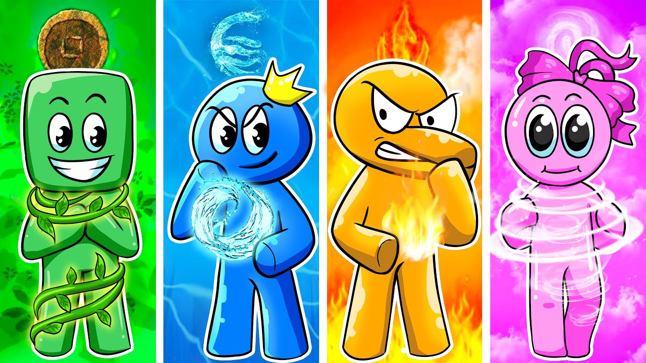 We Adopted Four Elements in Rainbow Friends | Roblox Rainbow| B Rainbow ...