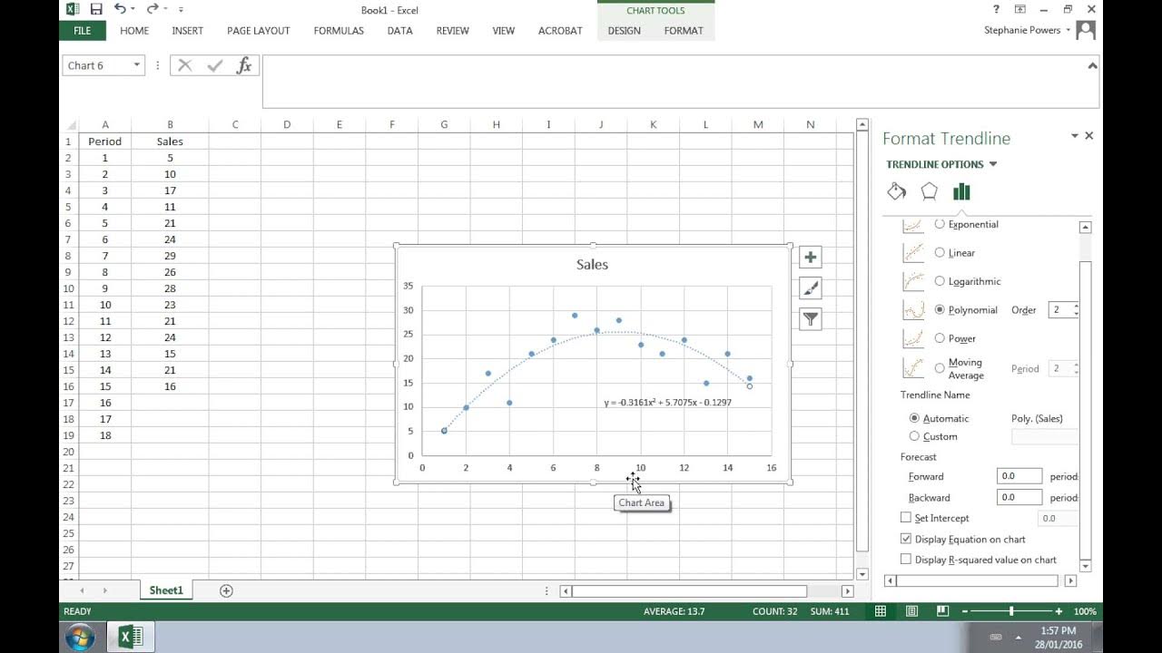 Using Excel to Do Trend Forecasting - YouTube
