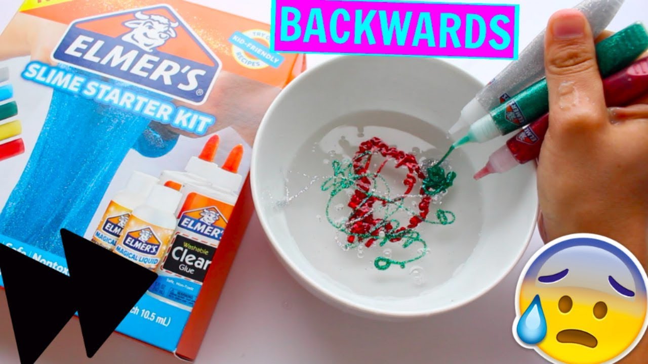 MAKING ELMERS SLIME KIT BACKWARDS! Satisfying Reverse Slime Making ...