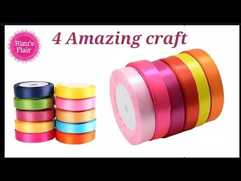 DIY Satin Ribbon Craft | 4 Craft Ideas with Ribbon | Kanzashi Tutorial ...