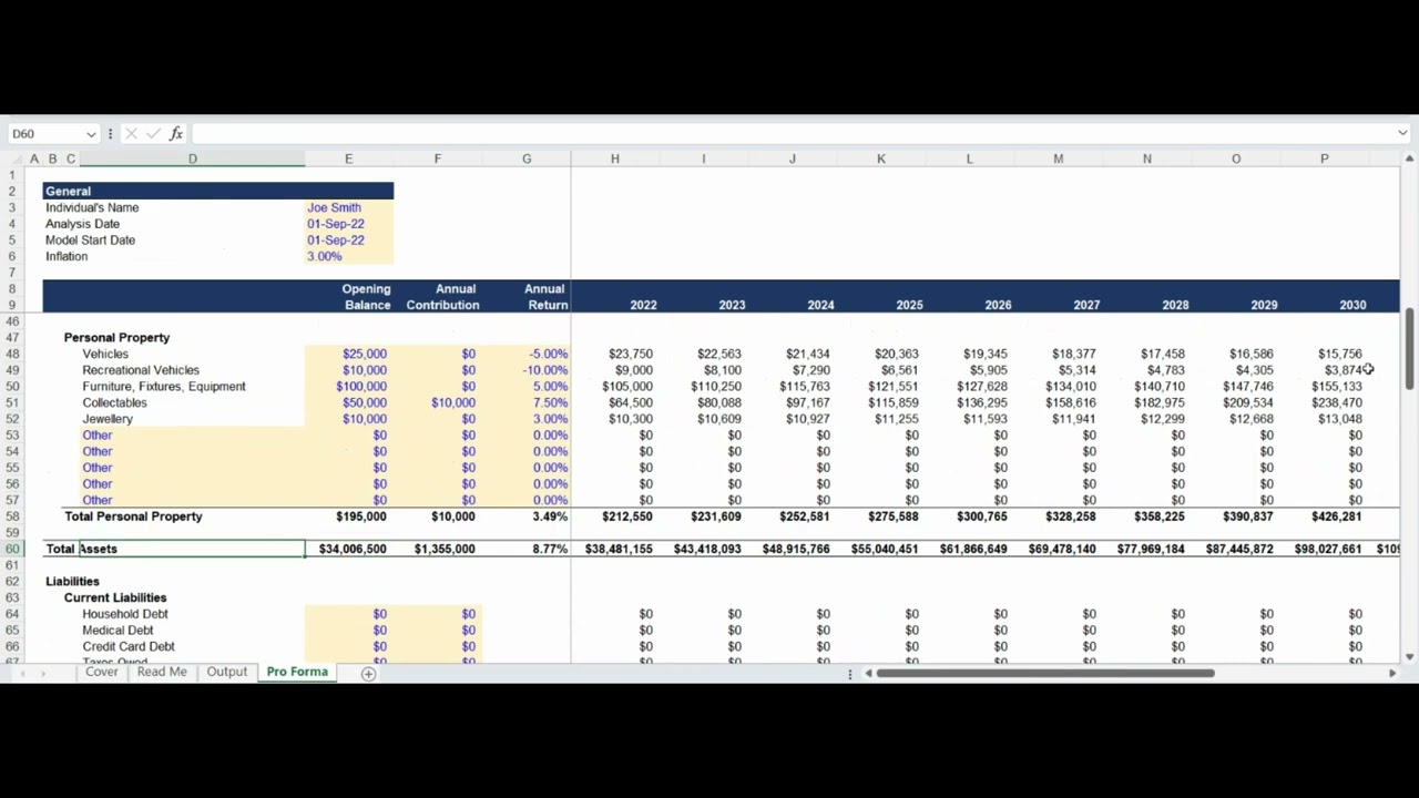 Personal Net Worth Statement - Pro Forma Models - YouTube