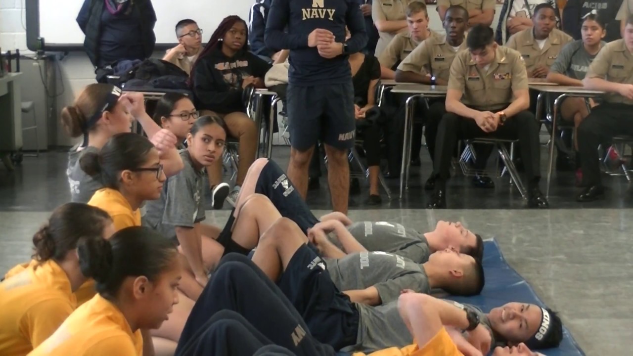 ACHS NAVY ROTC LINDEN DRILL MEET(2018) Male sit-ups - YouTube