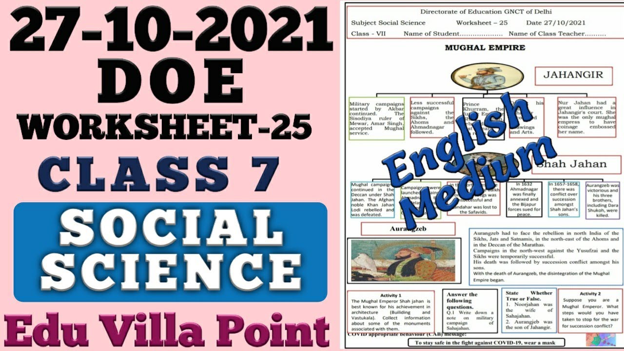 Class 7 Social Science Worksheet 25(27/10/2021) English Medium | Class ...