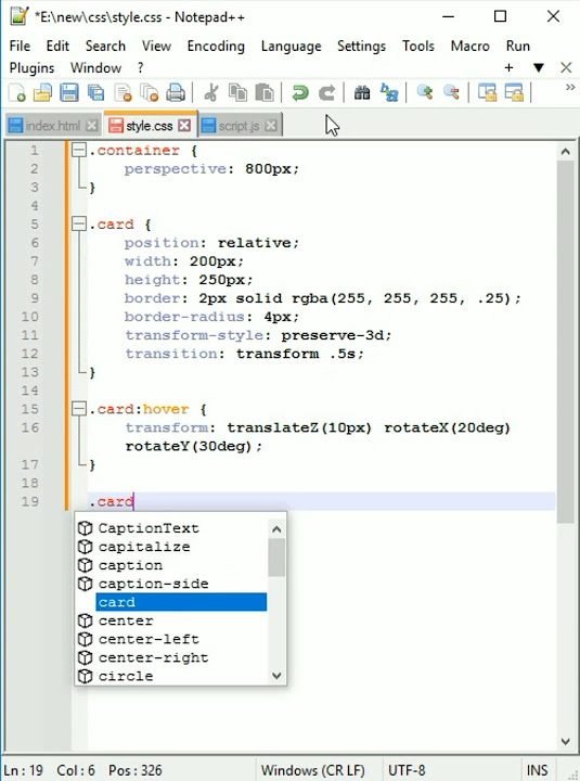 CSS, 3D card interaction animation #html #html5 #webdeveloper #shorts #youtubeshorts #mybloopers ...
