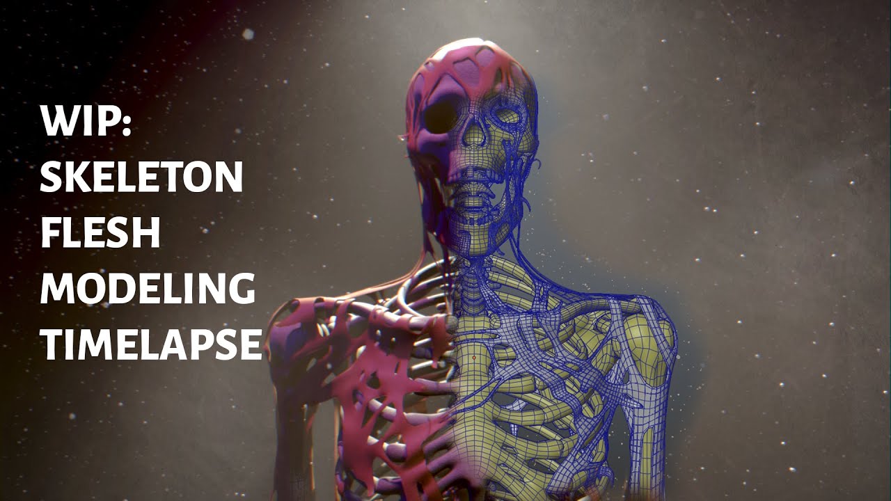 WIP log: Modeling Skeleton Flesh in Blender Time-lapse - YouTube