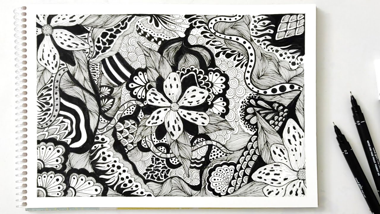 Zentangle art drawings step by step - YouTube