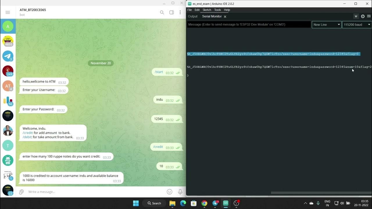 BT20ECE065 Telegram Bot ATM ESP32 Model - YouTube
