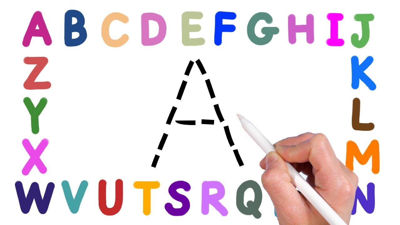 For Kids Drawing Coloring | A - Z dotted writing for kids | How to ...