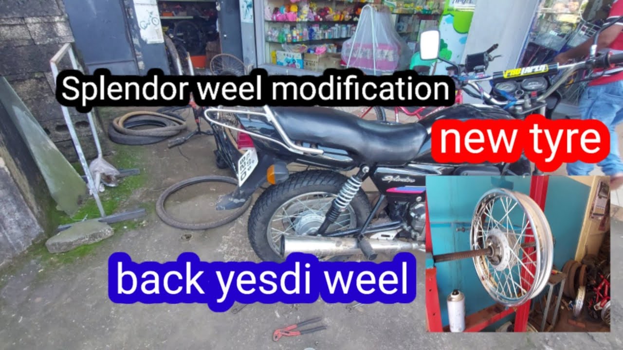 SPLENDOR🏍️ modified BACK YESDI WEEL & OFFROD TYRE 🤑/ full detailed ...