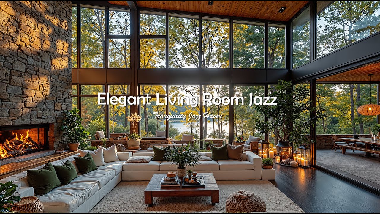 Elegant Living Room Jazz Music For Relaxing | Calming Jazz In Warm ...