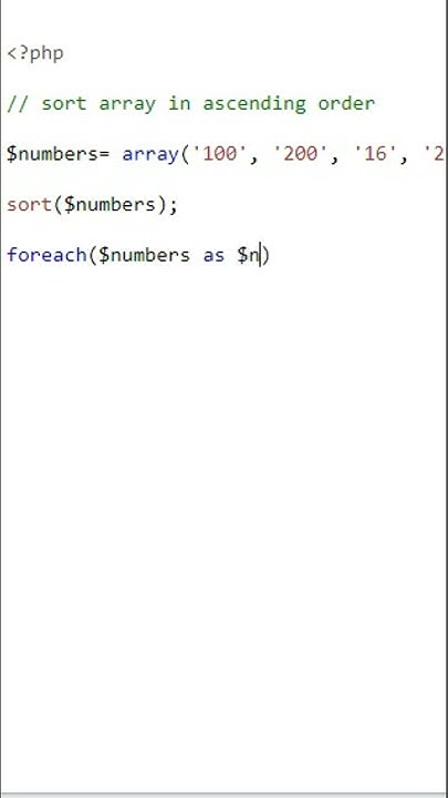 Sort Array in Ascending Order in PHP #shorts #php #programming #coding #sortarray - YouTube