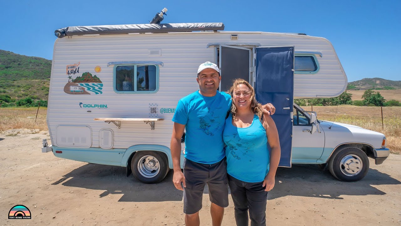 Their DIY 1991 Toyota Dolphin Renovation - Camper Tiny Home Tour - YouTube