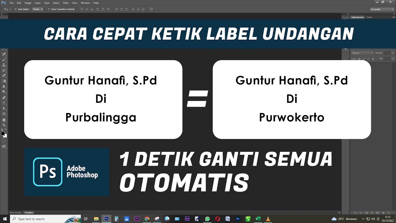 Cara Cepat Ketik Label Nama Undangan di Photoshop - YouTube