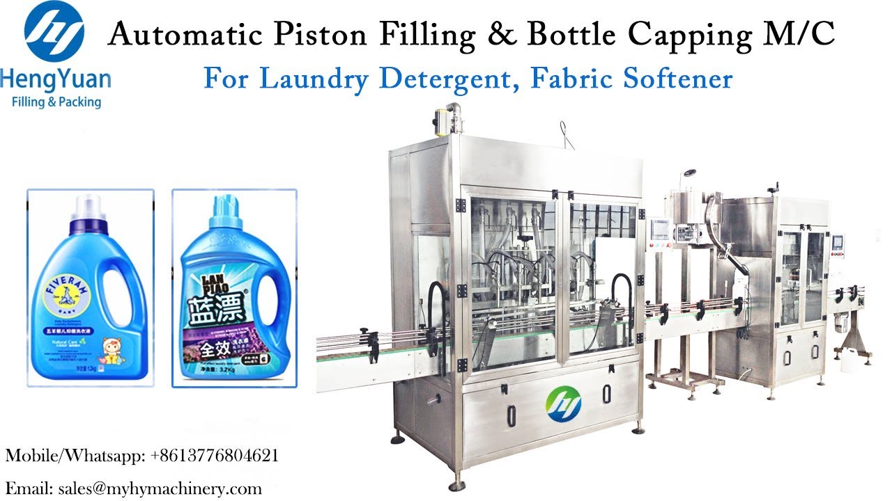 Automatic Laundry Detergent Piston Filling with Bottle Capping Machine ...