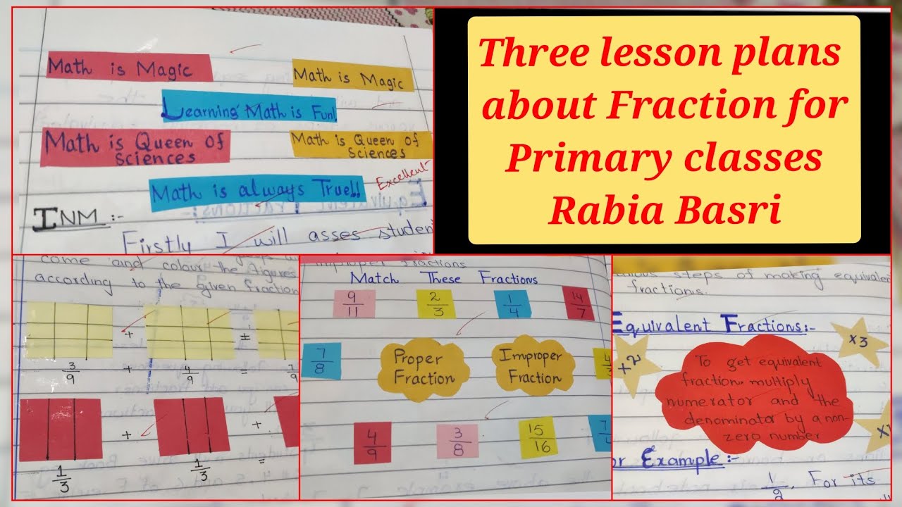 Lesson plans about Fractions for primary teachers, B.Ed and M.Ed ...