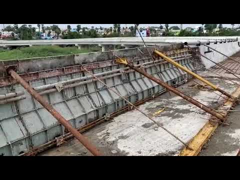 CRASH BARRIER shuttering and supporting for concreting in a BRIDGE ...