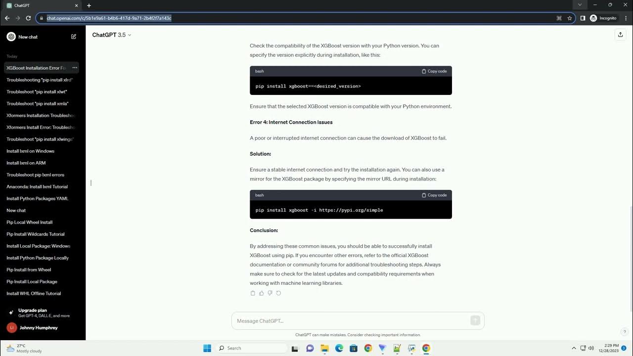 pip install xgboost error - YouTube