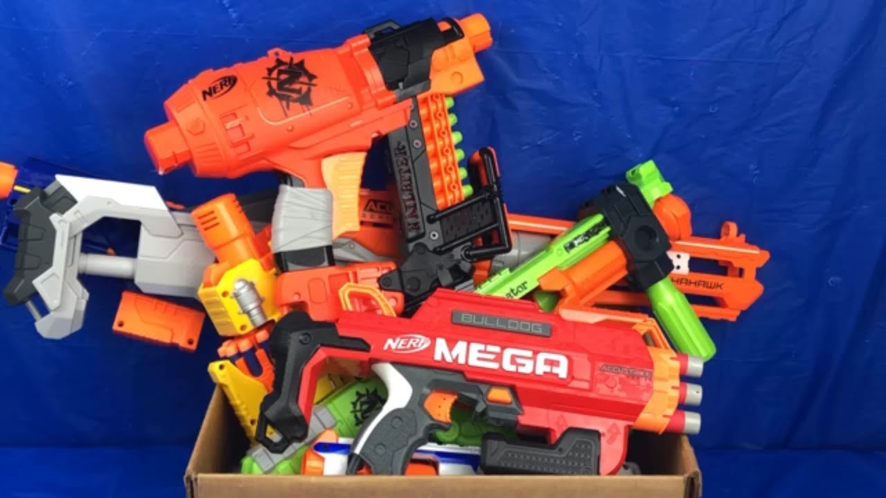 Big Box of Nerf Guns for Kids Toy Blasters - YouTube