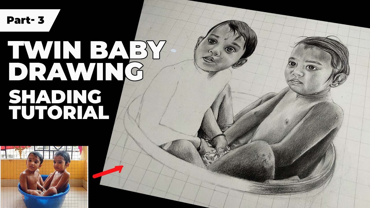 How to Do Realistic Shading || Twins Baby Drawing Step by Step Part - 3 ...