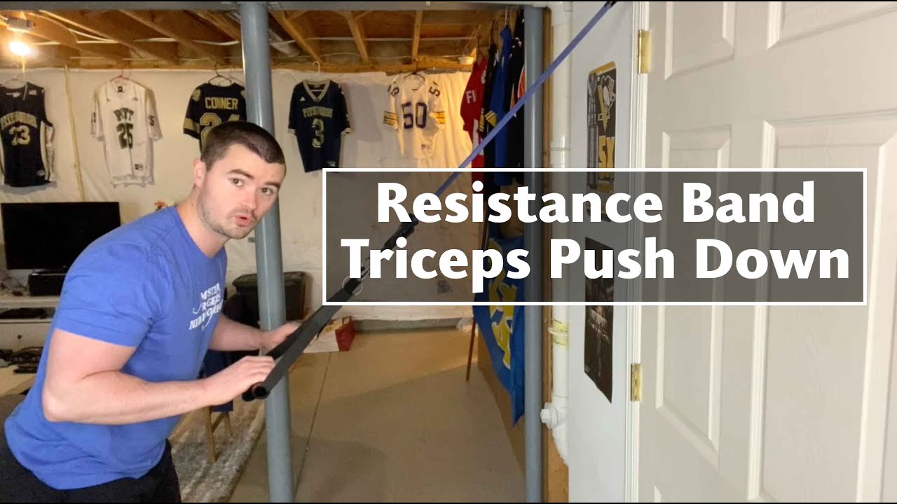 Resistance Band Triceps Push Down Tutorial | At-Home Workout Routine ...