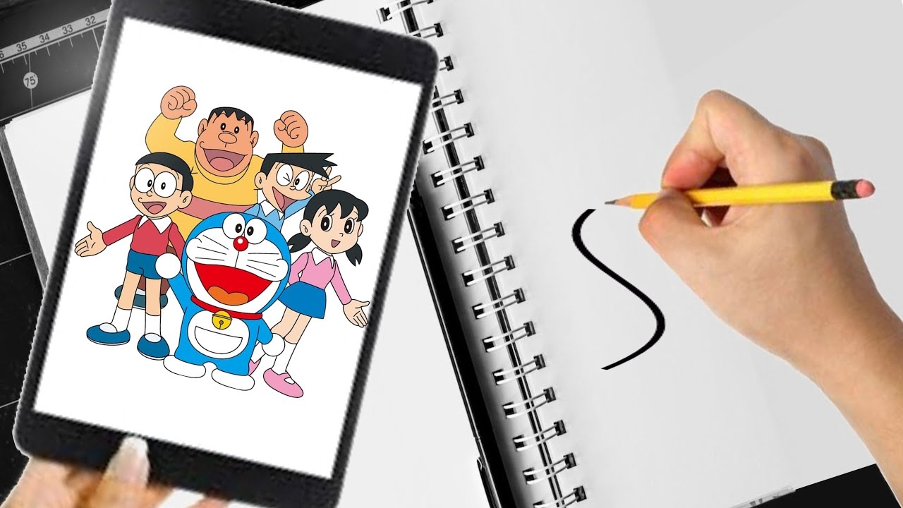 Doremon Drawing || How To Draw Doremon Step By Step Easy || Outline ...