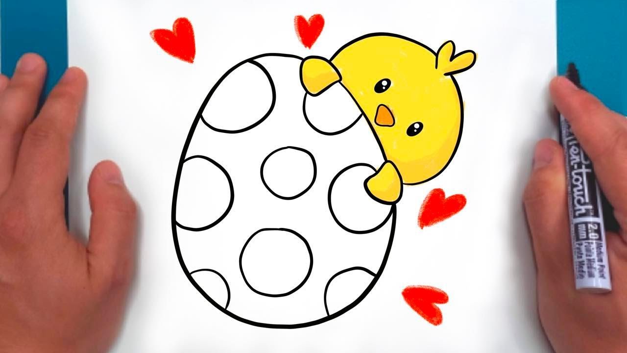 Deseneaza un OU de PASTE si un PUI Dragut - Usor Pas cu Pas 🐤 How to ...